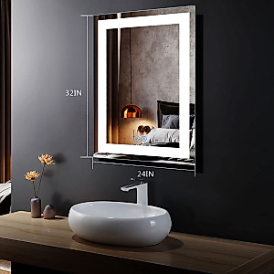 BHBL Lighted Bathroom Mirror 24 x 32 Inch Led Mirror for Bathroom,Bathroom Mirrors Wall Mounted with Anti-Fog,Dimmable,Vertical & Horizontal (CK010-2432-TS) Lighted Makeup Mirror