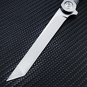 Edc Slim Small Flipper Folding Pocket Knife For Men Ceo, Steel Handle And Frame Lock With Clip, 7Cr13Mov Plain Tanto Edge Blade