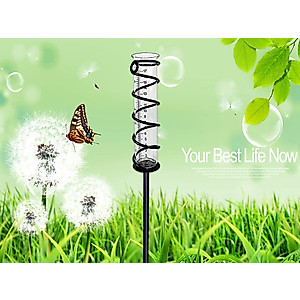 BIUWING Rain Gauge, Glass rain Gauge Outdoor, rain gauges for Yard with Stake Best Rated, Rain Water Meter Measuring with Metal Frame, Decorative for Garden, Deck, Lawn, Landscape