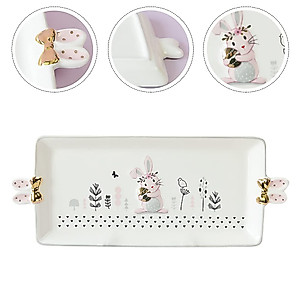 Cabilock Ceramic Serving Tray Easter Bunny Plates Food Serving Tray Dessert Plate Easter Party Plates Salad Plate Fruit Plate Serving Plate