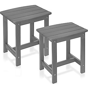 Y&M Outdoor Side Table, HIPS Adirondack Small Single Table, Waterproof Square Outside Table, Balcony Modern End Tables for Patio, Pool, Beach, Porch, Deck, Indoor or Outdoor Use (Dark Grey, 2 Pack)