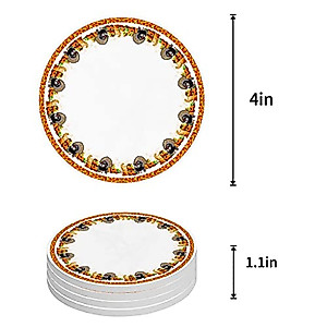 QUANJJ Fall Turkey Fruit Coasters Ceramic Set Round Absorbent Drink Coaster Coffee Tea Cup Placemats Table Mat (Color : D, Size : 6pcs)