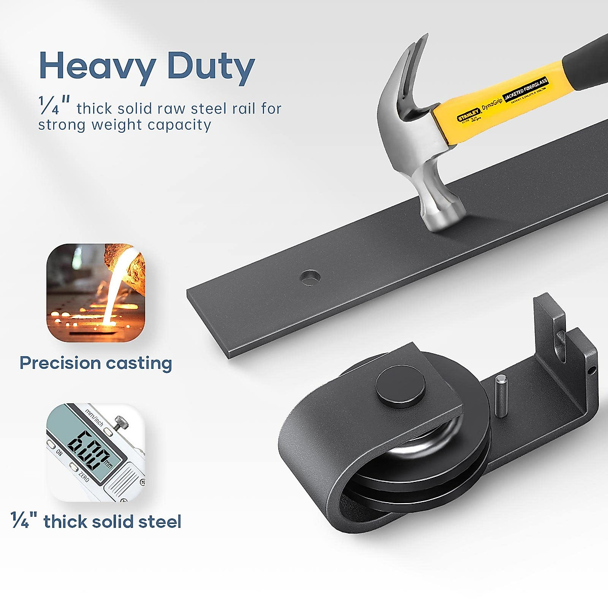 EaseLife 96" Bi-Folding Sliding Barn Door Hardware Track Kit for 4 Closet Door,Top Mount Roller,Heavy Duty,Slide Smoothly Quietly,Easy Install,Black,No Door (Track Length 100" for Four 24" Wide Door)