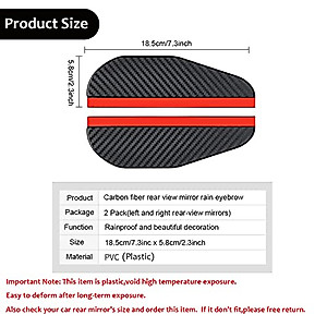 Pincuttee Mirror Rain Visor Eyebrow, Side Mirror Visor Rain Guards,Side Mirror Covers for Car Uniservial Fit 2 Pack