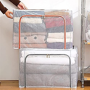 ZyHMW Large Foldable Clothing Storage Bags 2PCS, 66L Clothes Storage Bins, Thick Fabric Closet Organizers and Storage (Color : GauzeD) (Color : Waterproof a)