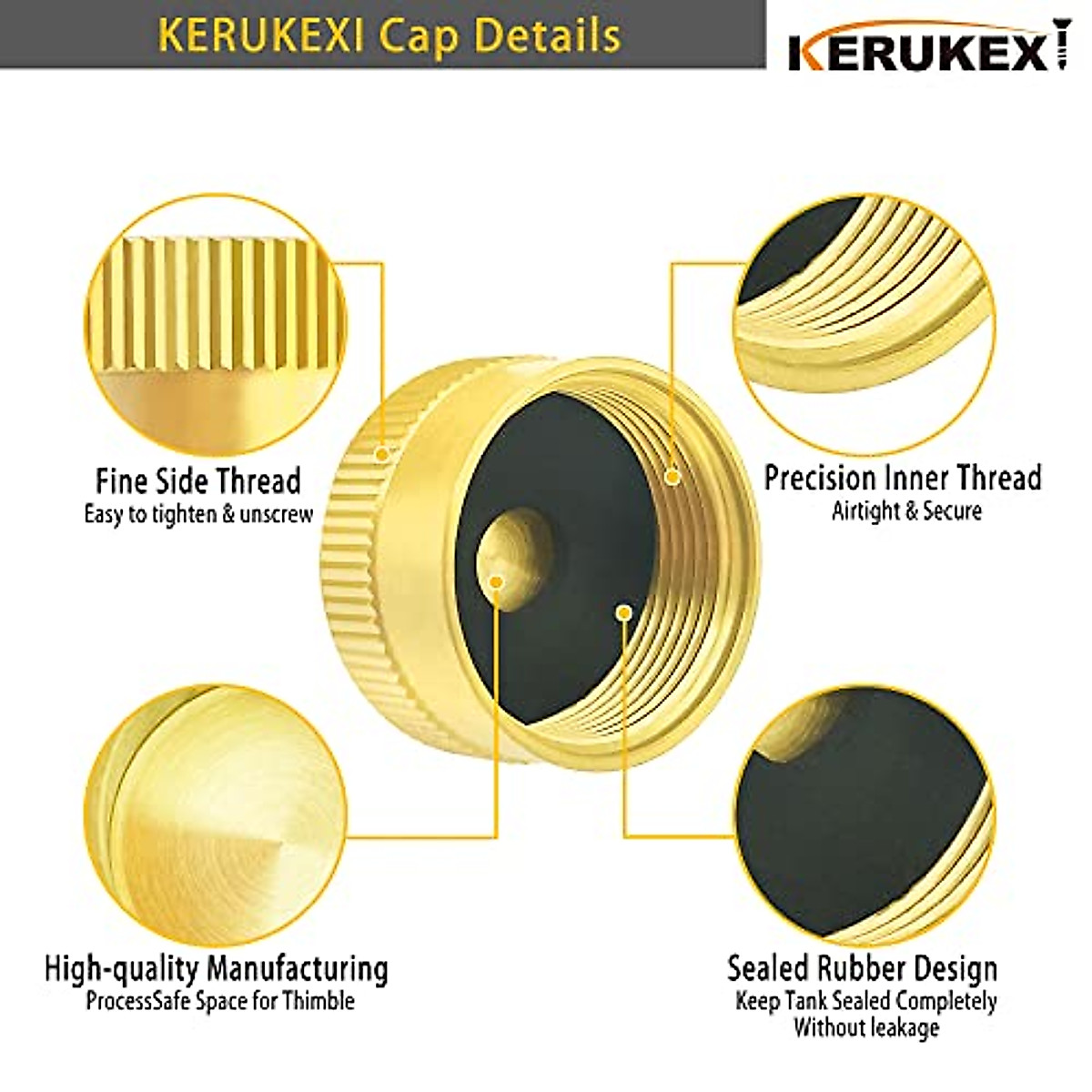 KERUKEXI 1 LB Propane Tank Protective Cap Gas Canister Sealed Lid Fuel Cylinder Leak Proof Cover BBQ Bottle Dust Threaded Valve Cover with Solid Brass Construction (6)
