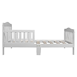 Single Layer Vertical Board with guardrail Pine Wood Bed (White)
