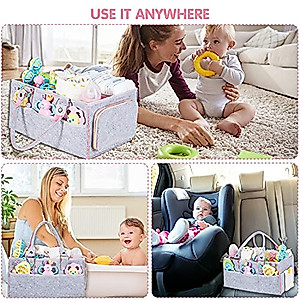Sawpy Baby Diaper Caddy Organizer, Portable Baby Diaper Storage Basket for Changing Table and Car, Nursery Storage Bin for Diapers, Wipes and Toys, Baby Shower Gifts(Ship from USA)