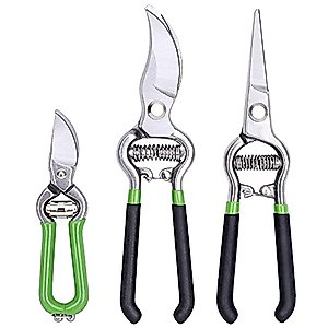 TOPLINE 3-PC Garden Shears Set, Included 8", 5.5" Bypass Pruning Shears, 8" Hand Bypass Pruner , Garden Clippers for Tree Trimmers,Gardening