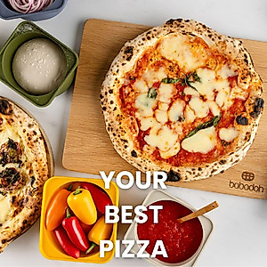 Babadoh Pizza Dough Proofing Silicone Containers with Lids | Pizza Making Accessories | Set of 6 | Multi Blue (2 Dough, 2 Smoke, 2 Steel) | Original Size (make 12" Pizzas)