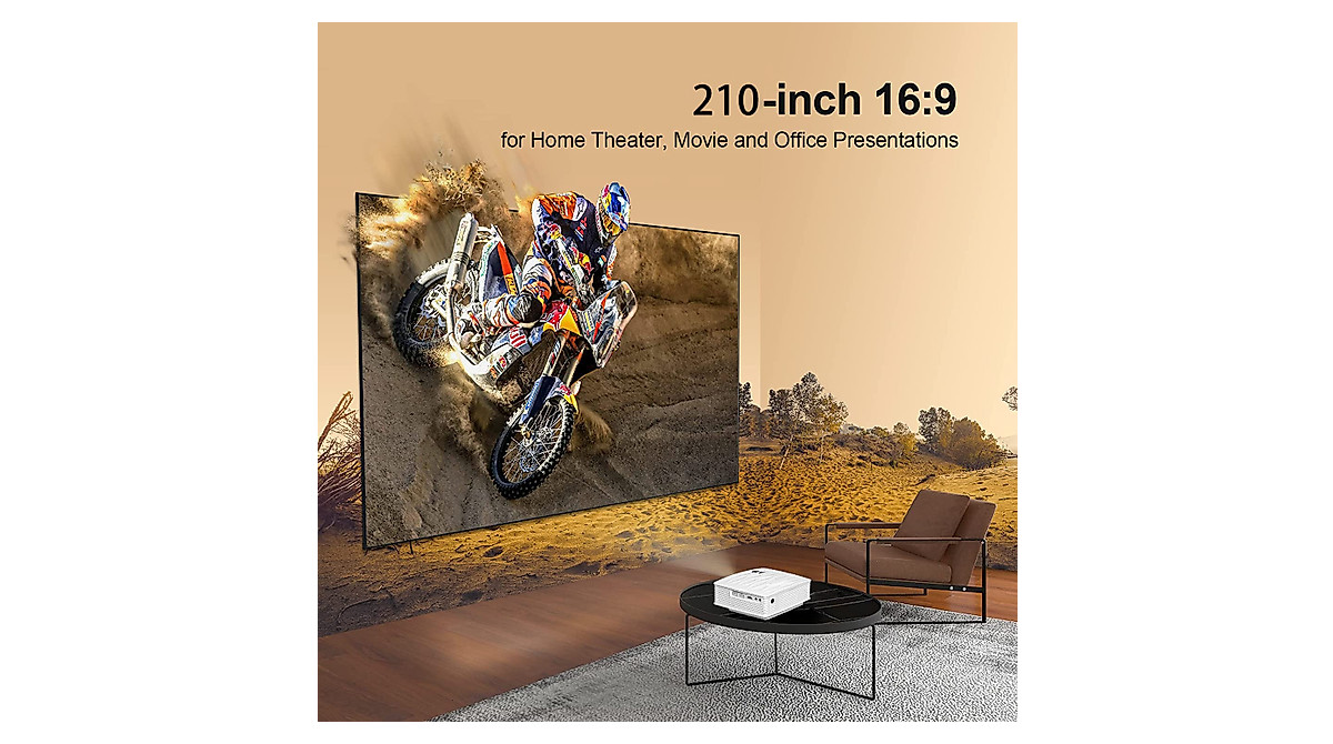 ABIRAA WiFi Projector: 5500L, 1080P, 210" Home & Outdoor