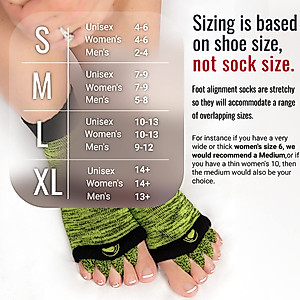My Happy Feet Foot Alignment Socks with Toe Separators for Men or Women | Multicolor