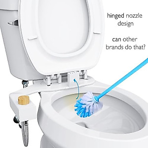 BIDETbidet Left/Right Reversible FRESH WATER Non-Electric Ultra-Slim Toilet Attachment, Ability to SWITCH between Right/Left Hand Side Control with Dual Nozzle Hinged Design, Hassle-Free Installation