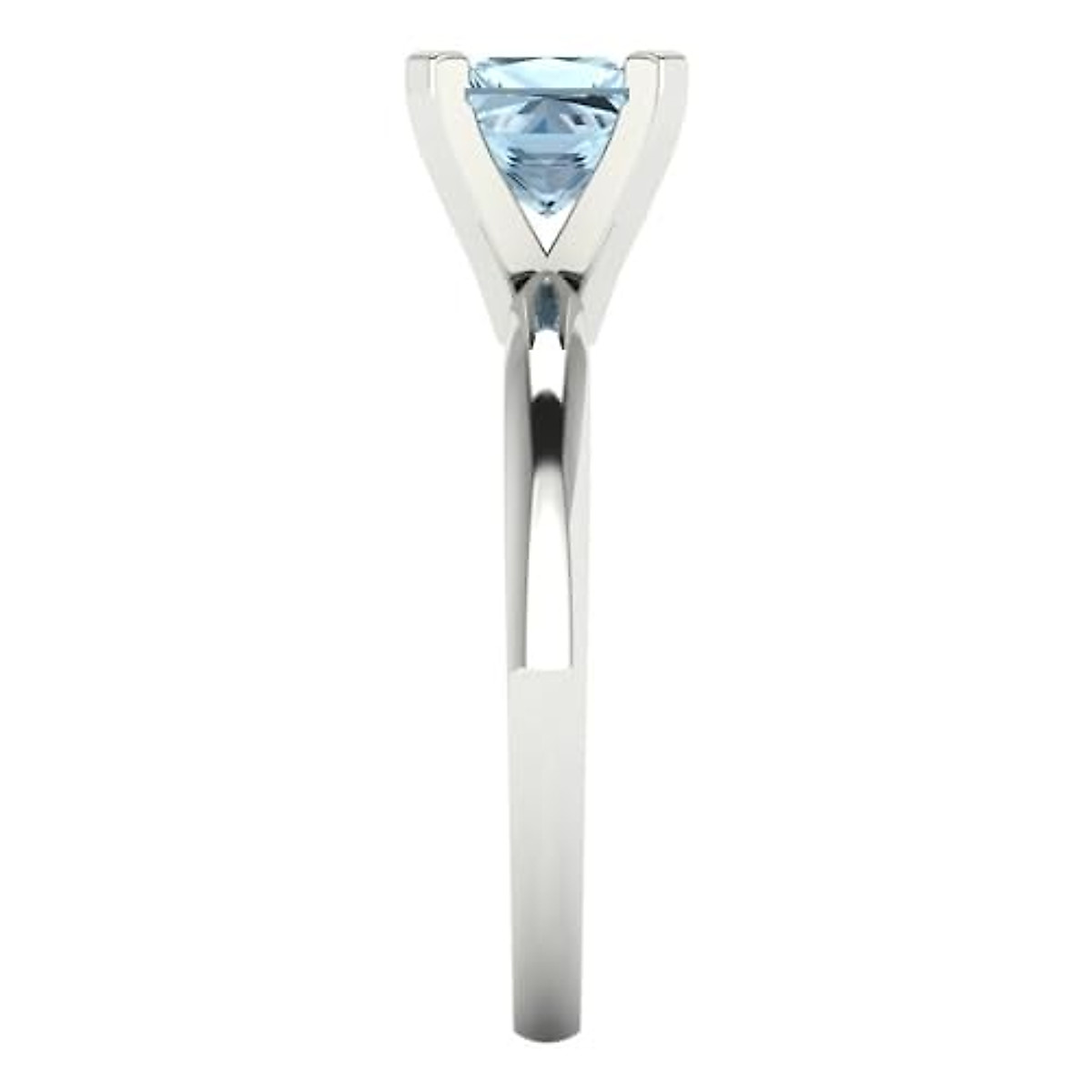 Clara Pucci 1.0 ct Princess Cut Solitaire Natural Sky Blue Topaz gemstone Bridal Designer Anniversary Engagement Ring 14k White Gold