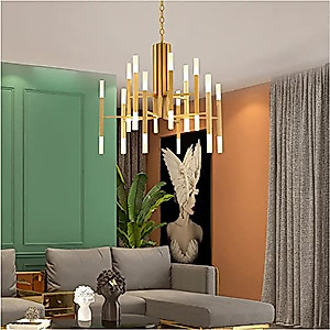 BOKT Modern Gold LED Sputnik Chandelier Mid Century Brushed Brass 24-Lights Round Chandelier Pendant Light Kitchen Island Vintage Industrial Flush Mount Ceiling Light Fixture