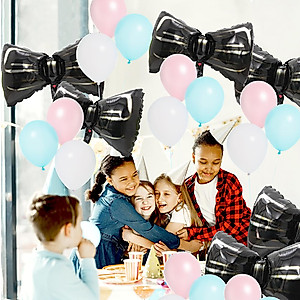 Big Black Bow Tie Balloon Bowtie Balloon Father's Day Balloon Mouse Balloon, 6 Pack Bow Balloon Bowknot Foil Balloons Mouse Party Decoration For Birthday Wedding Bridal Baby Shower Gender Reveal