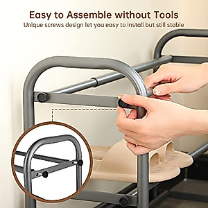 3-Tier Expandable Shoe Rack,Adjustable Shoe Shelf Storage Organizer Heavy Duty Metal Free Standing Shoe Rack for Entryway Closet Doorway (Gray)