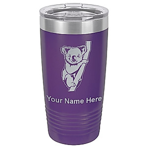 LaserGram 20oz Vacuum Insulated Tumbler Mug, Koala Bear, Personalized Engraving Included (Dark Purple)