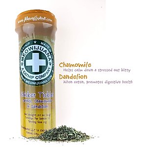 Meowijuana Whisker Tickler Catnip, Chamomile & Dandelion Blend for Cats, .917 oz., Medium