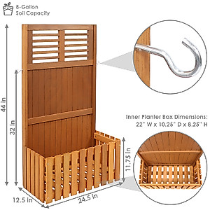 Sunnydaze Outdoor Wooden Garden Planter Box with Privacy Screen