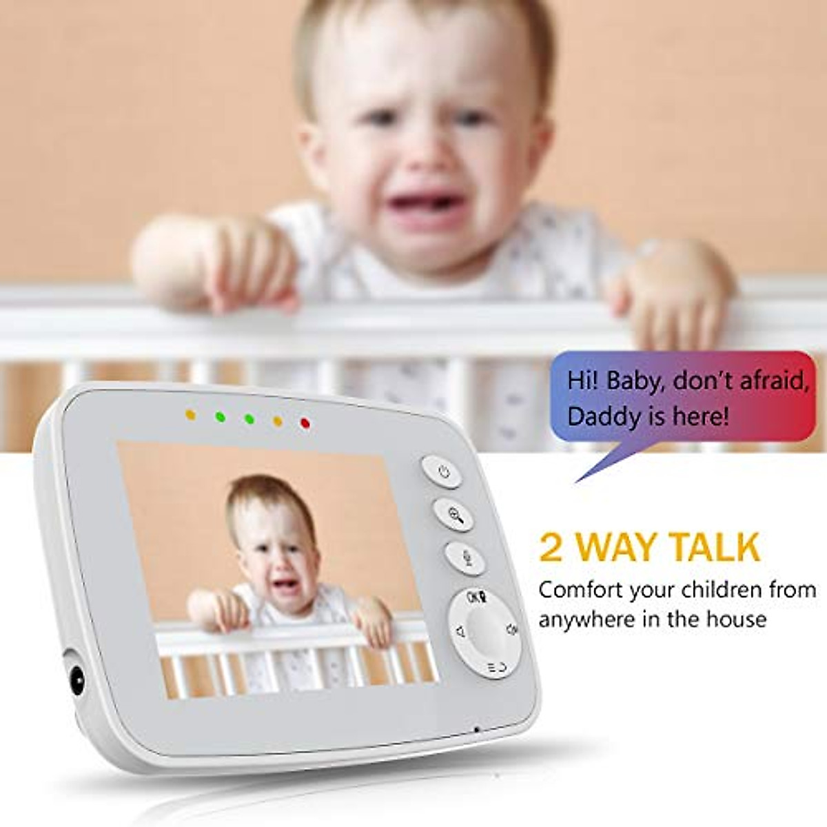 IKQIEOR Baby Monitor with Camera and Audio, 3.2" 720 HD LCD Screen Video Baby Monitor,1000ft Long Range Baby Monitor No WiFi No App,2-Way Talk,Night Vision,Temperature Monitoring,2 X Zoom, Lullabies