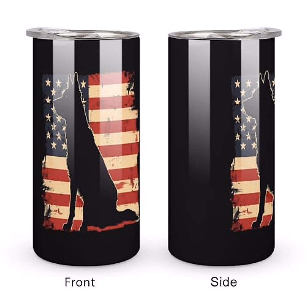 German Shepherd U.S. Flag Funny Coffee Mug Stainless Steel Travel Insulated Tumbler Double Wall Water Cup 10 Oz
