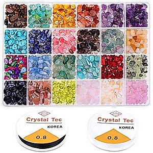 Crystal Beads for Ring Making 24 Colors, Cridoz Jewelry Gemstone Crystals Chips Drilled for Bracelet and Jewelry Making