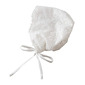 DINGDONG'S CLDINGDONG'S Closet Baby Toddler Girls Christening Baptism Embroidered Flower Dress with Bonnet 2Pieces Grown Outfit(6Months)