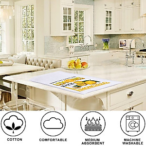 LEVLO Funny Lemon Kitchen Towel Lemon Lover Gift When Life Gives You Lemons Tea Towels Housewarming Gift Waffle Weave Kitchen Decor Dish Towels with Sayings (Gives You Lemons)