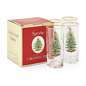 Spode Christmas Tree Hiball Glasses, Set of 4