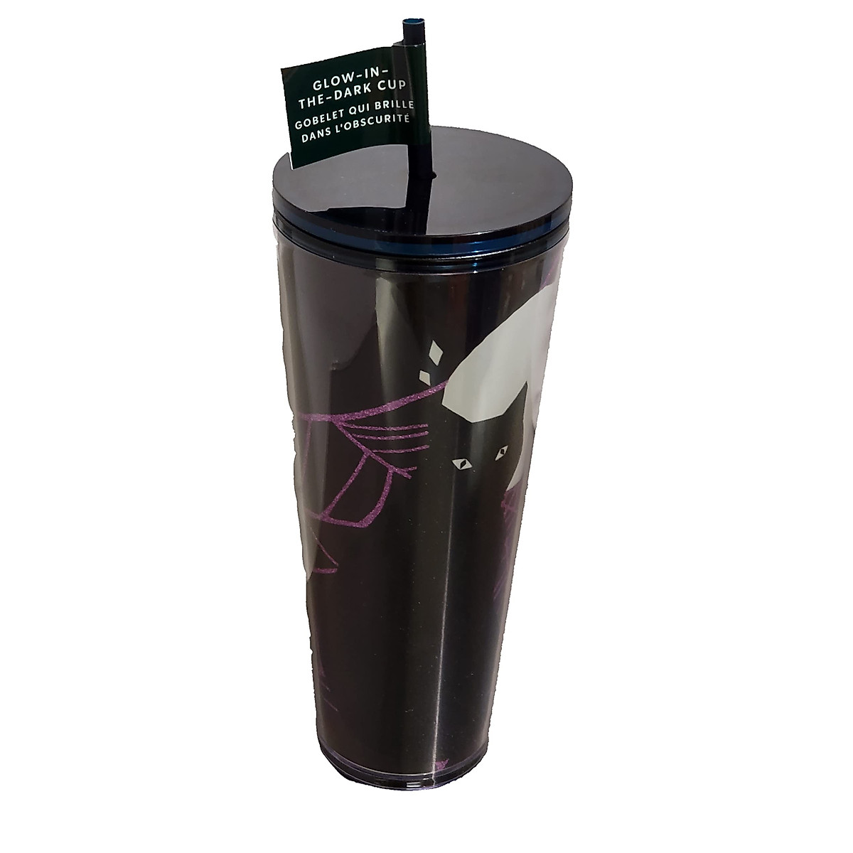 Starbucks Exclusive LIMITED EDITION Halloween 2021 Glow in the Dark Black Cat Tumbler: 24 oz Venti Cup