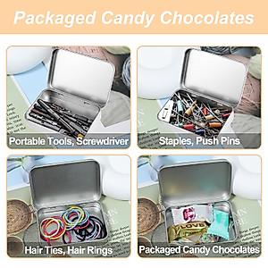 3 Pack Tin Box Containers 3.46 x 2.36 x 0.7 Inch Rectangular Metal Tin Box with Lid Empty Hinged Tins Box Containers Metal Storage Box with Hinge Lids for Home Organizer Storage Candy Jewelry, Silver