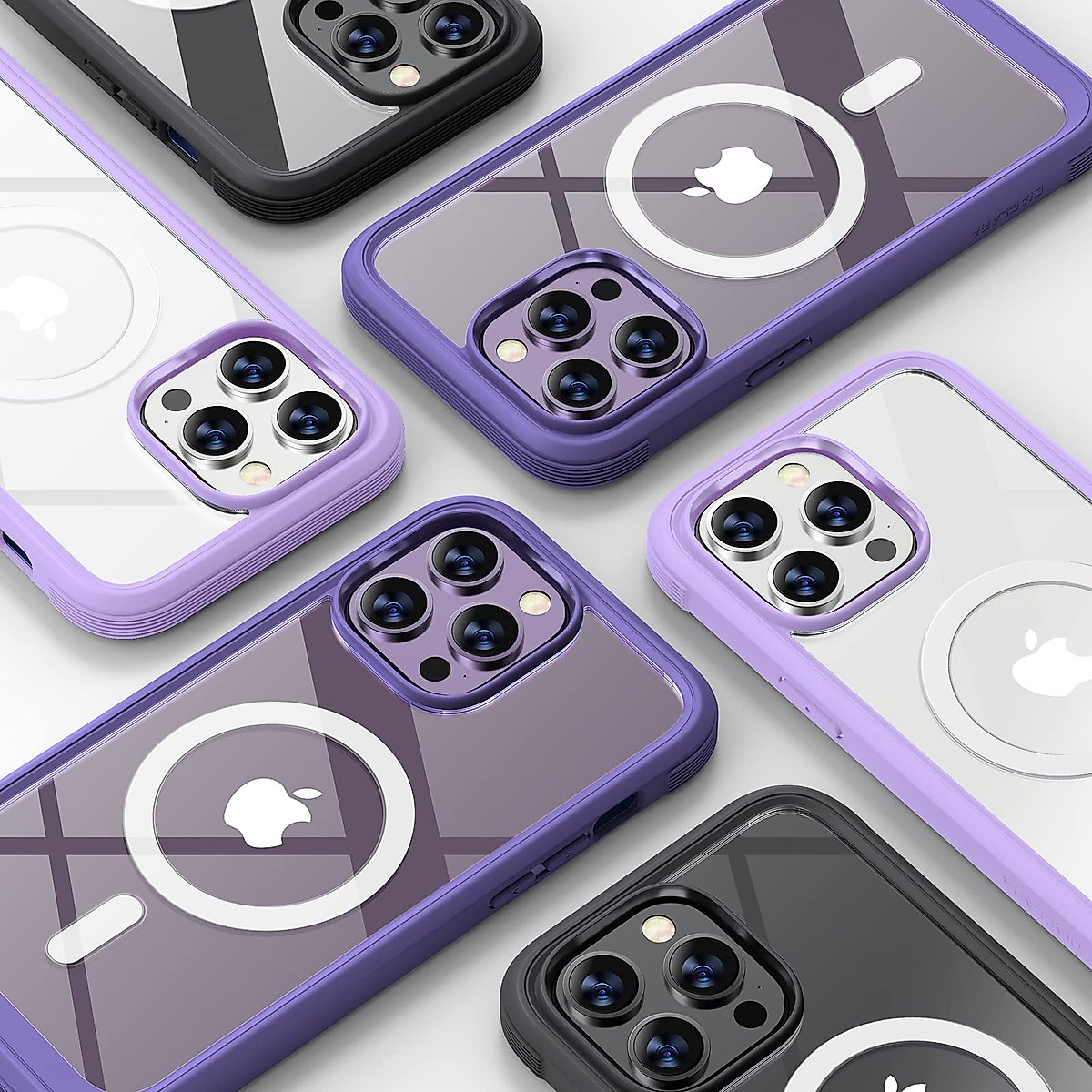 Diaclara Designed for iPhone 14 Pro Max Case 6.7’’,[Compatible with MagSafe][2023] Full Body Rugged Magnetic Protective Case+9H Camera Lens Protector w/Built-in Screen Protector (Deep Purple)