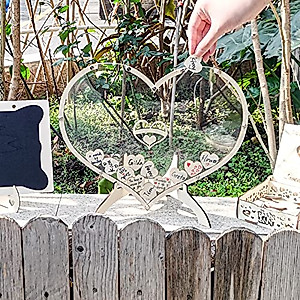 Vetoo Wedding Guest Book Alternative, Rustic Wedding Decorations for Guests to Sign, Baby Shower Guest Book Frame with 100 Wooden Hearts for Reception.