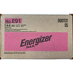 Energizer Max E91 AA Batteries - a case of 144 Counts AA Batteries - Made in The USA