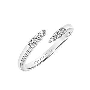 Bypass Ring for Women with Offset Diamond Pointed Tips in 925 Sterling Silver 1/20ct (I-J Color, I3 Clarity), Size 7, by Keepsake