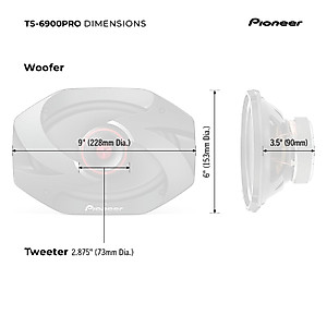 Pioneer TS-6900PRO, 2-Way Car Audio Speakers, Full Range, Clear Sound Quality, Easy Installation and Enhanced Bass Response, 6” x 9” Speakers