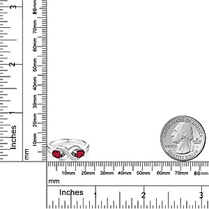 Gem Stone King 925 Sterling Silver 2-Stone Gemstone Birthstone and White Created Sapphire Infinity Promise Forever Love Knot Ring For Women | Oval 6X4MM | Available In Size 5, 6, 7, 8, 9