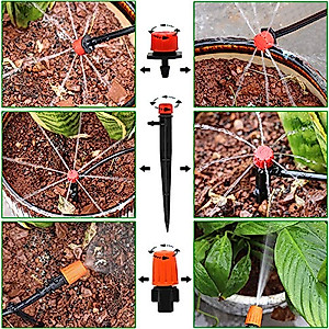 Drip Irrigation Kits, 100ft/30M Garden Plant Watering Sprinkler System with Distribution Tubing Hose Adjustable Nozzles, Automatic Mist Cooling Irrigation Set for Garden Lawn, Patio