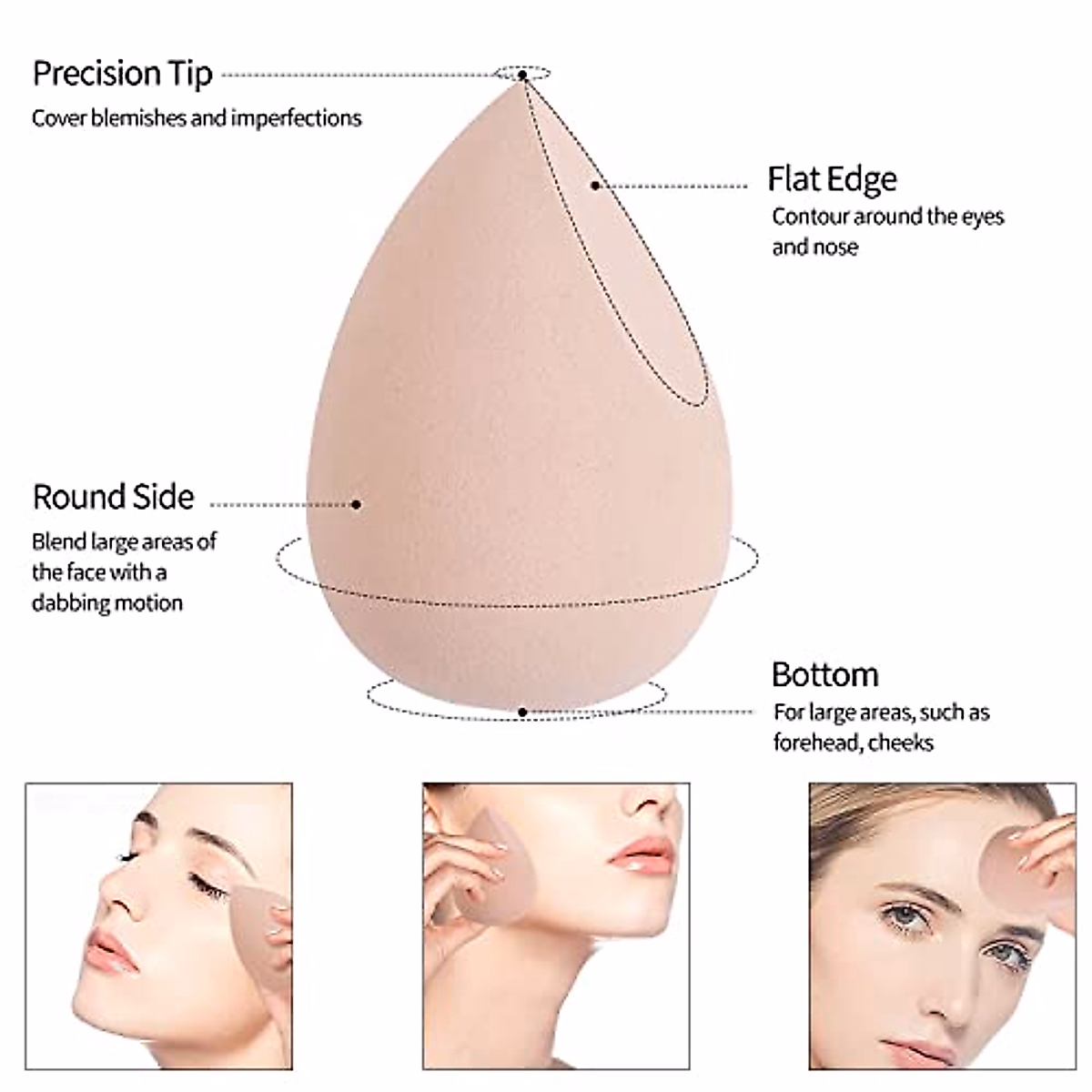 Real Perfection Foundation Brush Makeup Brushes Set Kabuki Brush Self Tanner Dual-sided Blush Concealer Brush Makeup Brush Set Sponge Blending Brush for Buffing Foundation Cream Powder Make up Brushes