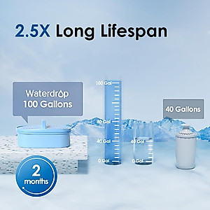 Waterdrop Alkaline Lucid 10-Cup Large Water Filter Pitcher with 1 Filter, Healthy, Clean & Toxin-Free Mineralized Alkaline Water (100 Gallons), Up to PH 9.5, BPA Free, Blue