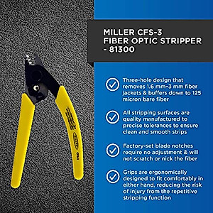 Miller CFS-3 Series Three-Hole Wire Stripper Tool for Working Technicians, Electricians, and Installers, Safe Cable-Splicing Tool, Easily Portable Wire Stripper, 4.2 Ounces