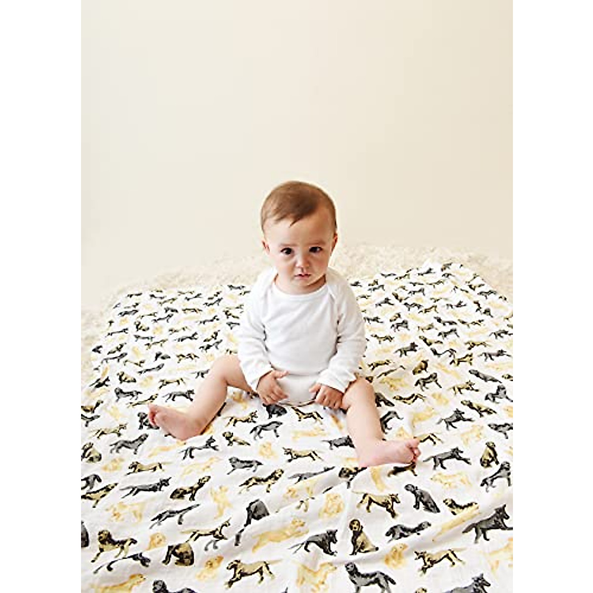 Mud Pie Labrador Retriever Print Muslin Baby Swaddle Blanket, 1 Piece