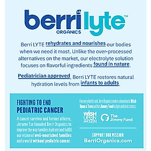 Berri Lyte Advanced Plant Based Organic Electrolyte Solution – Pediatric Rehydration Drink – Natural Sugar Strawberry Flavor, 1 L, 6 ct