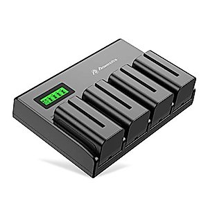 Powerextra 4 Pack Replacement Sony NP-F750 Batteries and 4-Channel Charger for Sony NP-F730, NP-F750, NP-F760, NP-F770 Battery