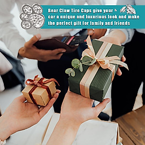 Augeny 4PCS Crystal Paw Tire Valve Caps, Bling Handmade Rhinestone Car Tire Valve Dust Caps with Airtight Seal, Universal Vehicle Tire Rim Valve Stem Covers for Women and Girls (White)