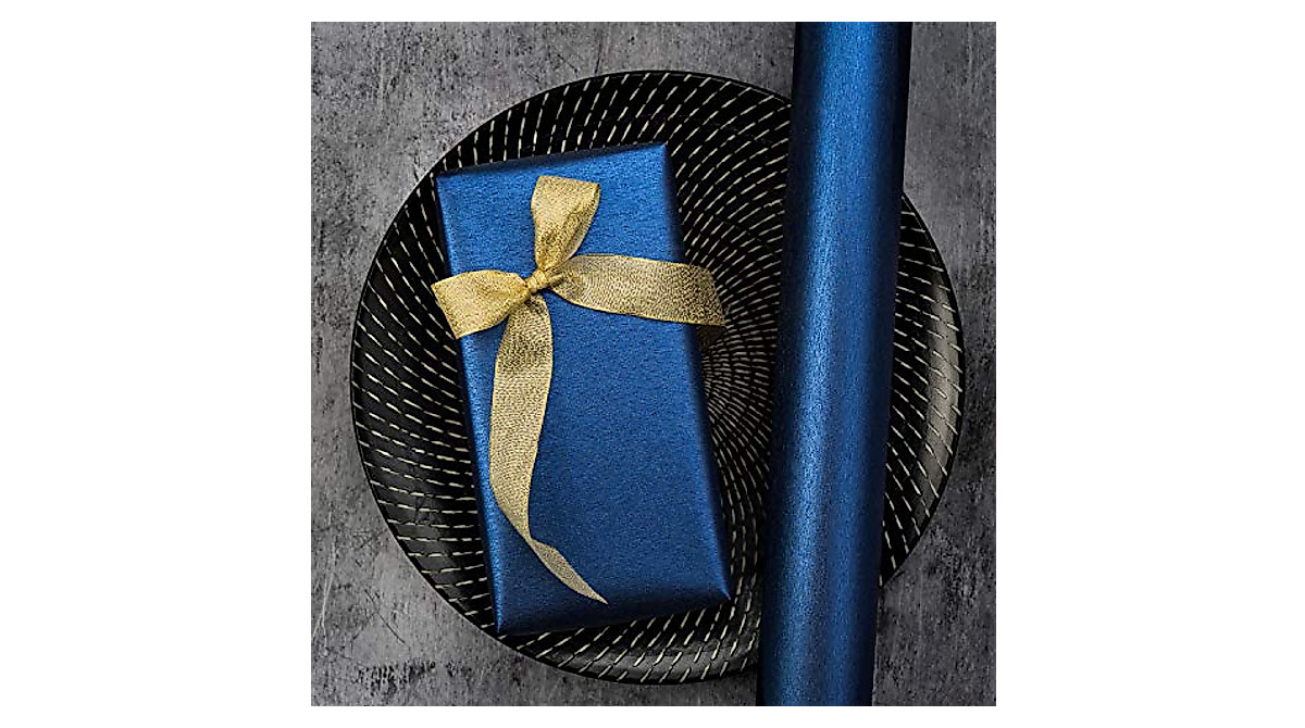 Wrapaholic Navy Blue Metallic Wrapping Paper Roll - 17 Inch x 16.5 Feet
