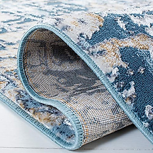 SAFAVIEH Lagoon Collection 5'5" x 7'7" Blue/Gold LGN174M Distressed Non-Shedding Living Room Bedroom Dining Home Office Area Rug