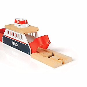 BRIO World 33569 - Ferry Ship - 3 Piece Wooden Toy Train Set for Kids | Interactive Light and Sound Features | Compatible with All BRIO Train Tracks | Ideal for Ages 3 and Up