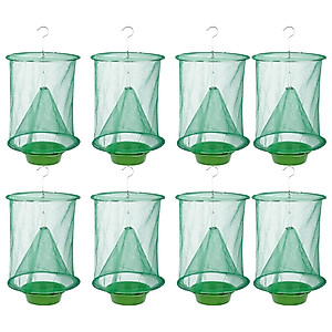 Ranch Fly Trap with Bait Tray, Reusable Fly Traps Fly Catcher Cage for Indoor or Outdoor Family Farms, Park, Stable,Garden, Restaurants (8 Pack)